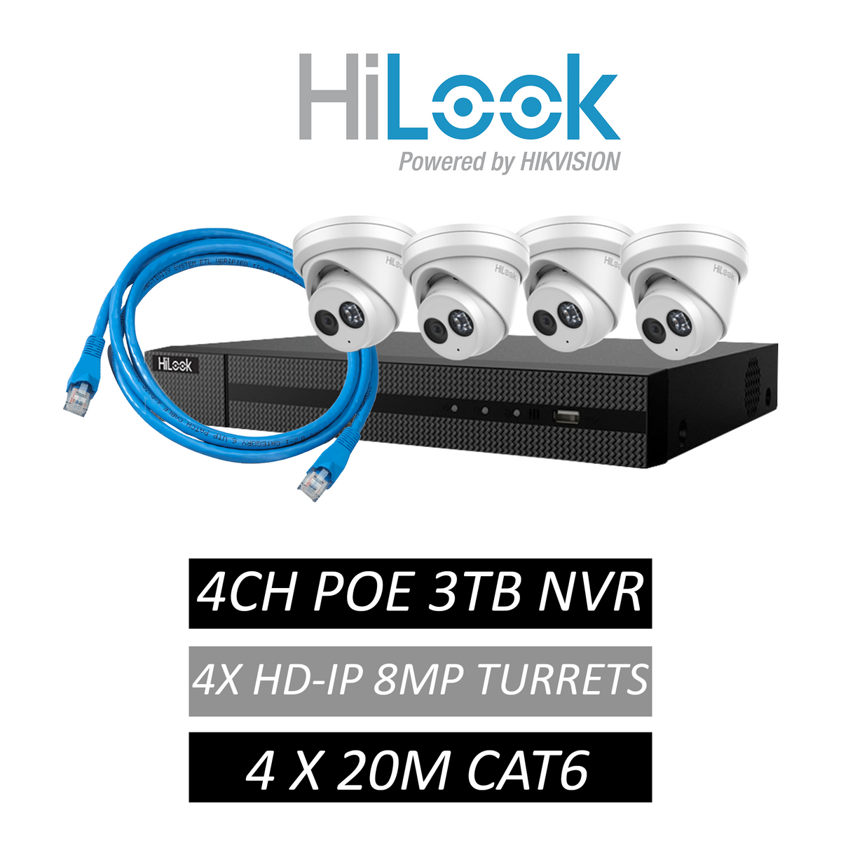 HILOOK, 4 channel HD-IP turret 8MP kit – Australia's Security Warehouse
